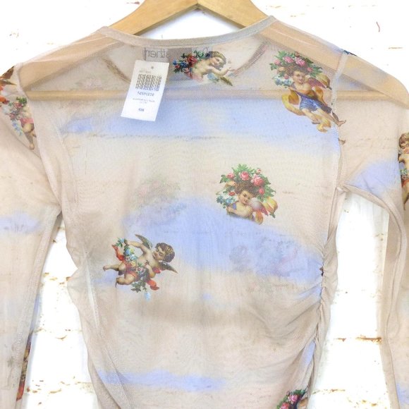 Hot Topic | Tops | Hot Topic Cherub Clouds Print Mesh Top Womens S ...